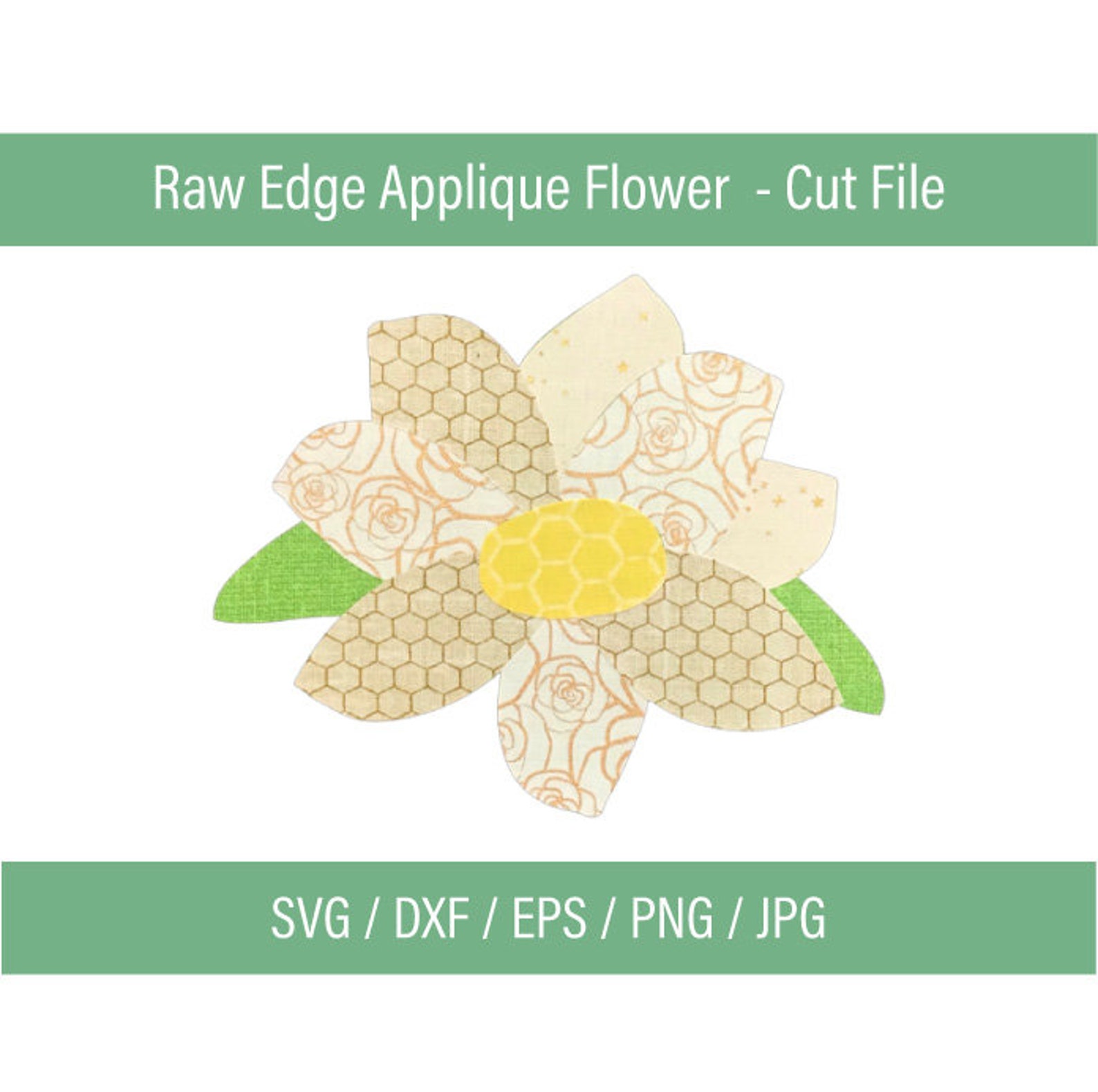 Fabric SVG File, Flower SVG, Raw Edge Applique Design, Cricut ...