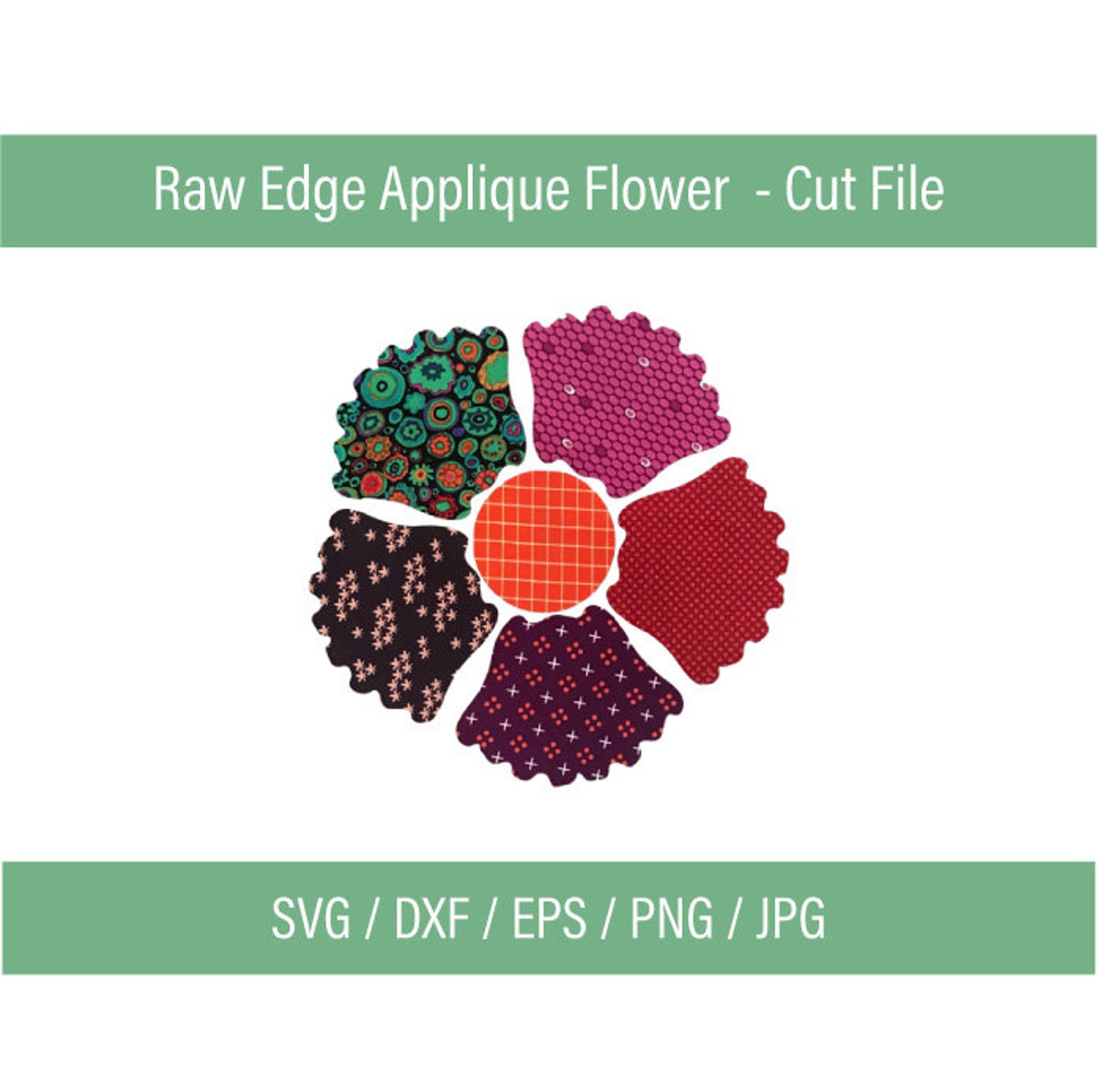 Fabric SVG File, Flower SVG, Raw Edge Applique Design, Cricut ...