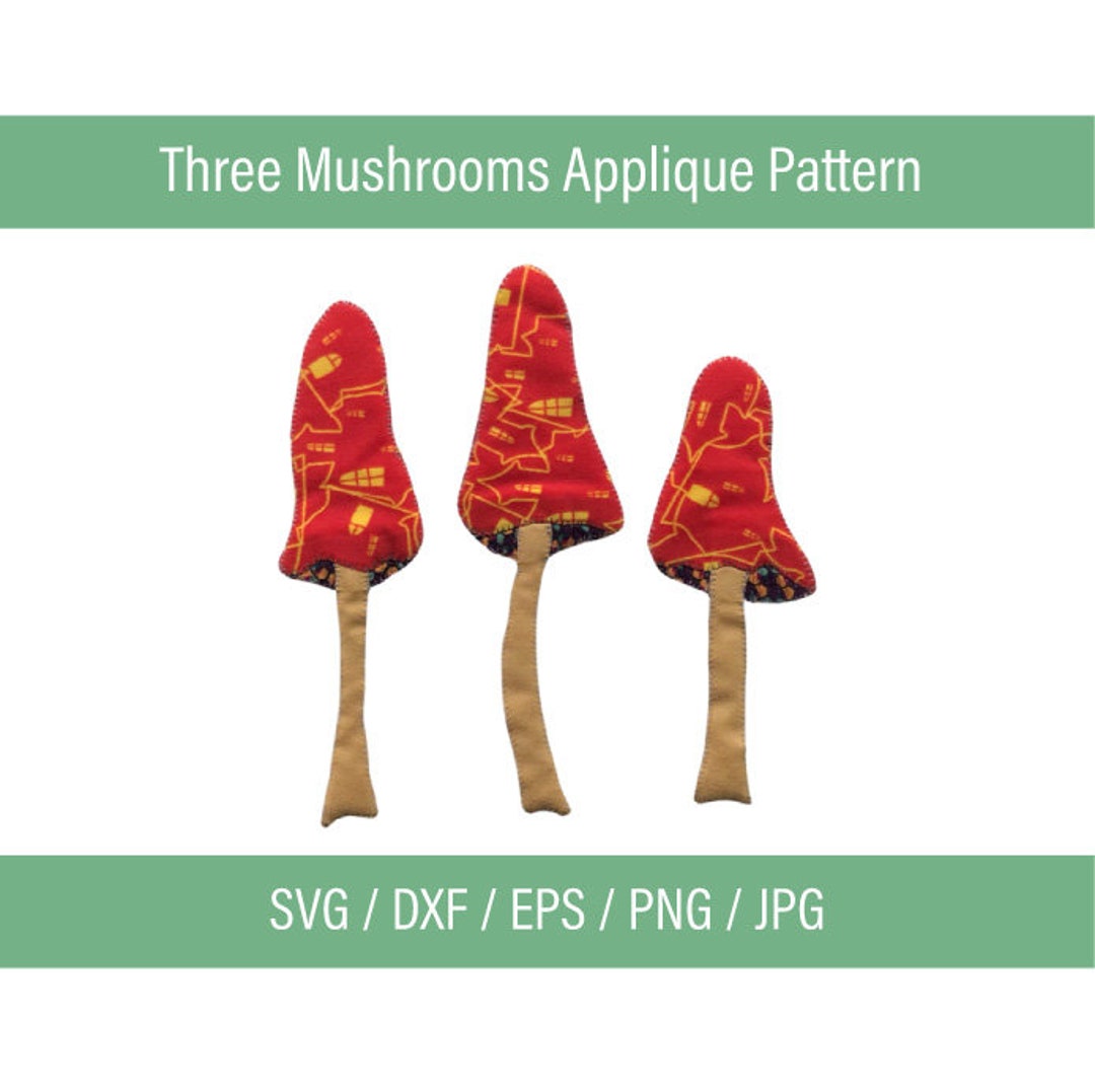 Applique Pattern, Mushroom Quilt, Mushroom SVG, Autumn, Raw Edge ...