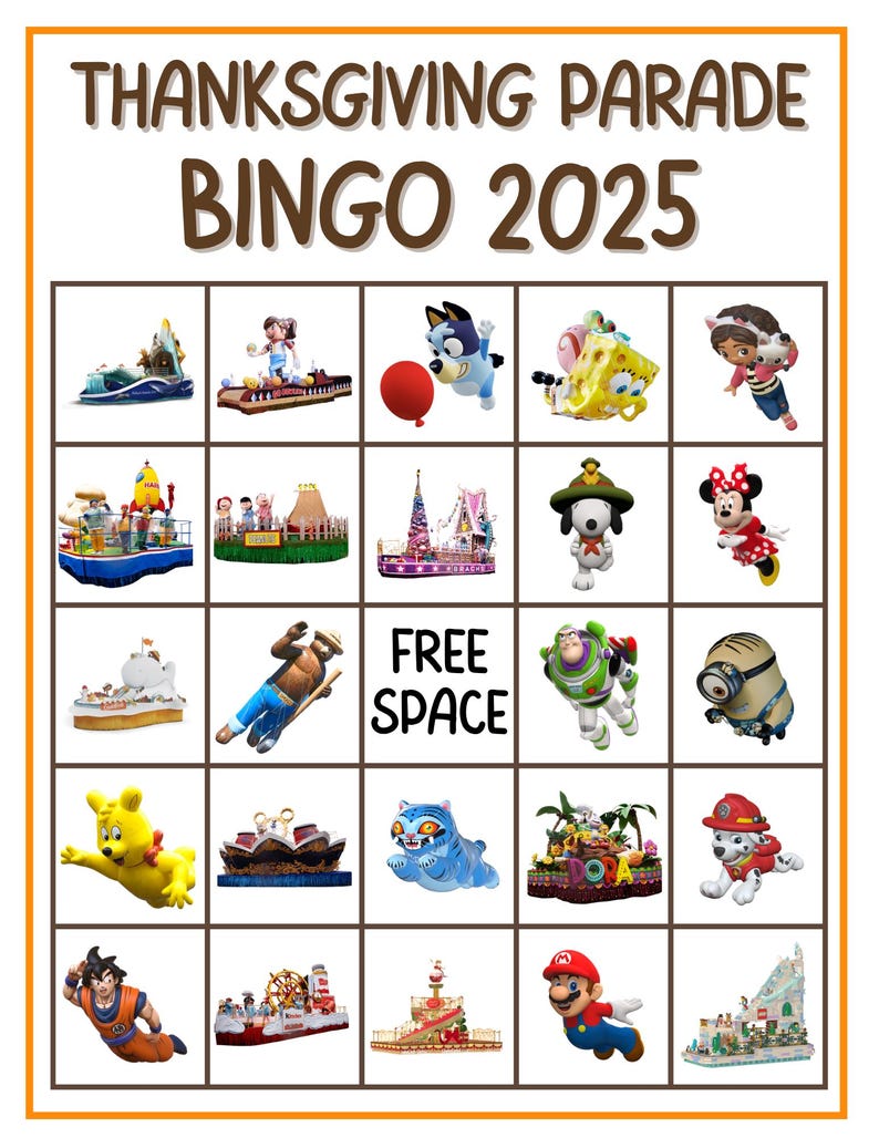 2025 Thanksgiving Day Parade BINGO - Etsy