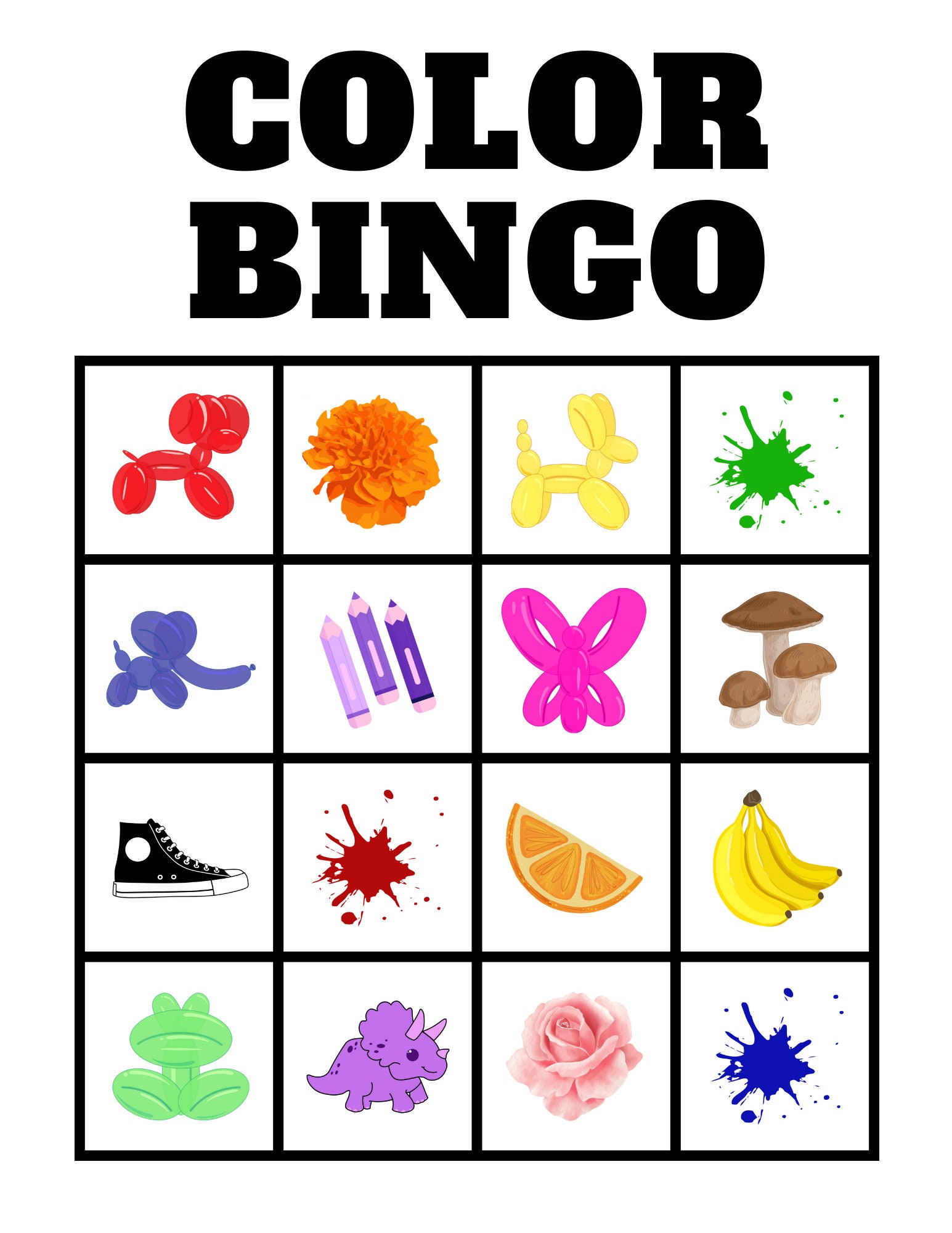 Color BINGO Game - Etsy