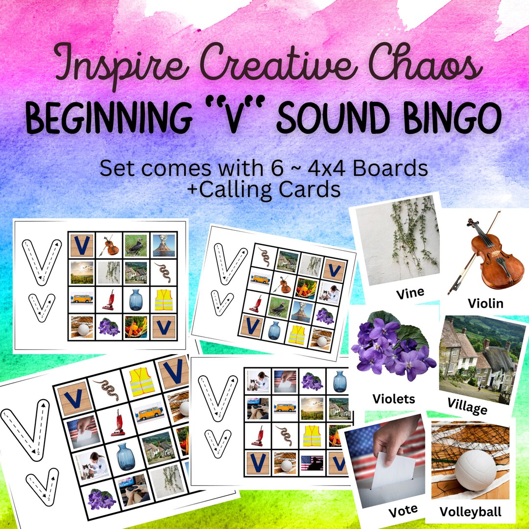 Beginning Sound "v" BINGO Game & Vocabulary Cards - Etsy