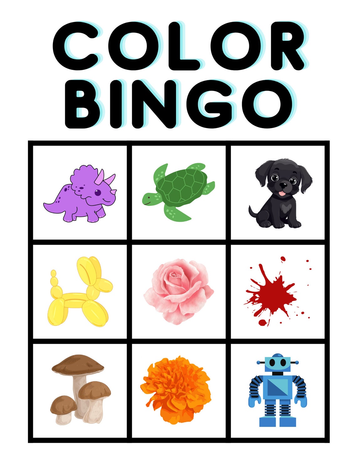 Color BINGO Game - Etsy