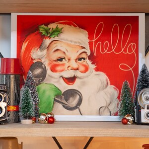 Retro Santa, Hello Santa, Santa Print, Christmas Wall Decor, Vintage ...