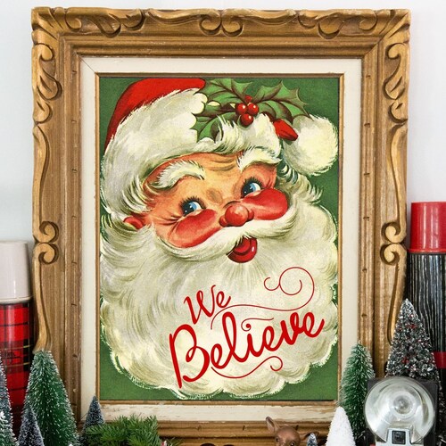 Vintage Santa Digital Download Printable Wall Art Retro - Etsy