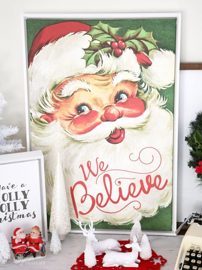 Vintage Santa, Digital Download, Printable Wall Art, Retro Digital Wall ...