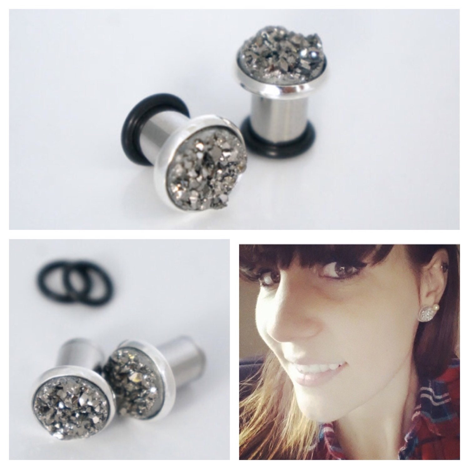 Druzy Ear Plugs 8g 6g 4g 2g 0g 00g 7/16 Cute Gauges 3mm | Etsy