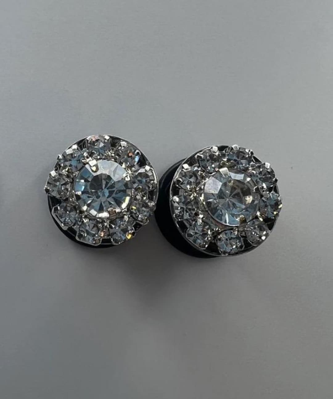 Diamond Ear Plugs 6g 4g 2g 0g 00g 7/16" 1/2" Wedding Gauges 4mm 5mm 6mm ...