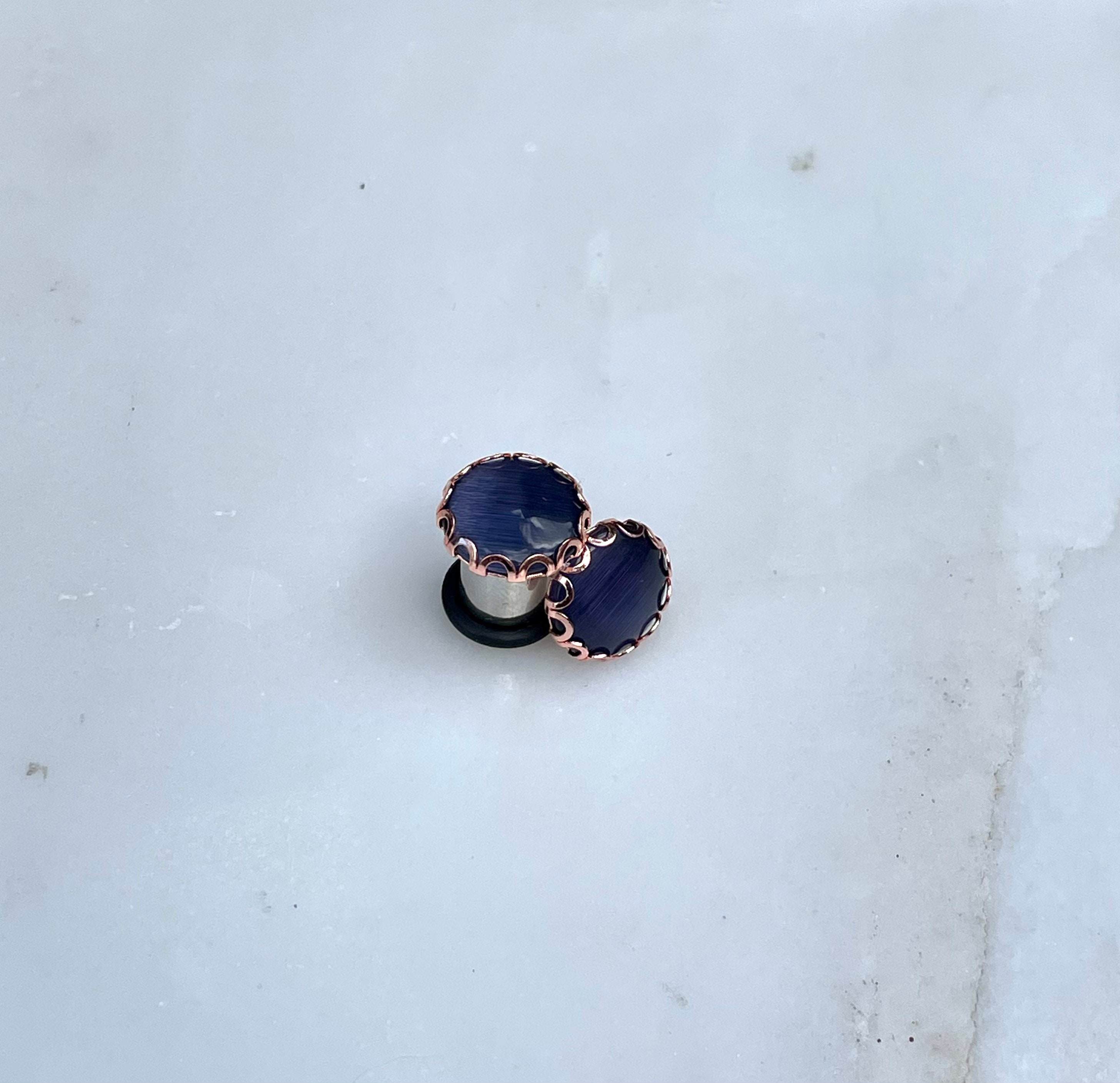 Royal Blue Stone in Rose Gold Scallop Setting 8g 6g 4g 2g 0g - Etsy