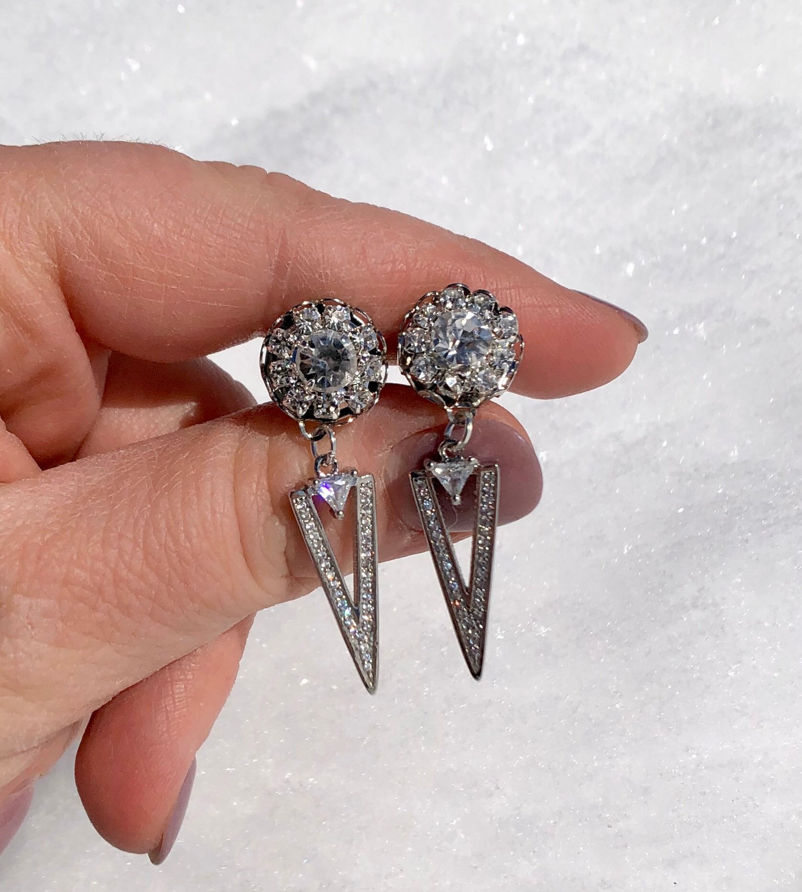 Triangle Rhinestone Dangle Plugs Gauges With Coordinating - Etsy