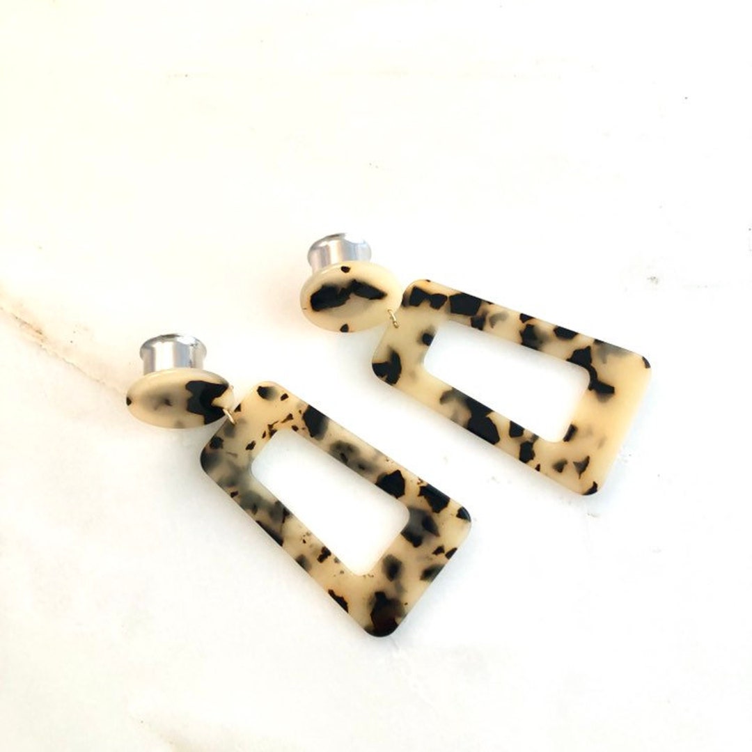 Leopard Print Acrylic Dangle Plug Gauges: Lightweight Geometric Plugs ...