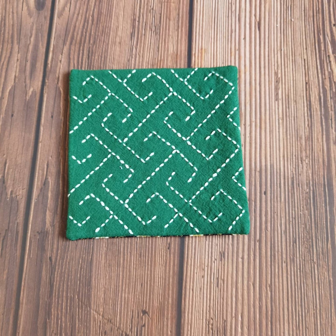 Sashiko Embroidery Coasters, Coasters, Place Mat, Reversible Coaster ...