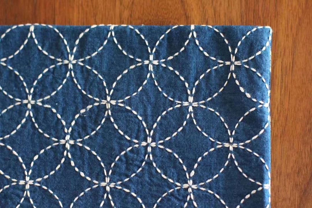 Sashiko Embroidered Table Runner, Place Mat, Coffee Table Topper, Table ...
