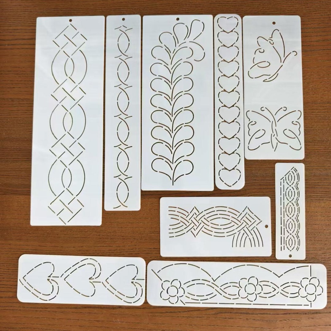 Patchwork Quilting Stencils, Sashiko Embroidery Templates, Edge Designs ...