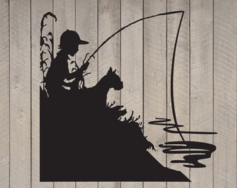 Little Boy Fishing With His Dog Vinyl Wall Sticker Decal b | Etsy