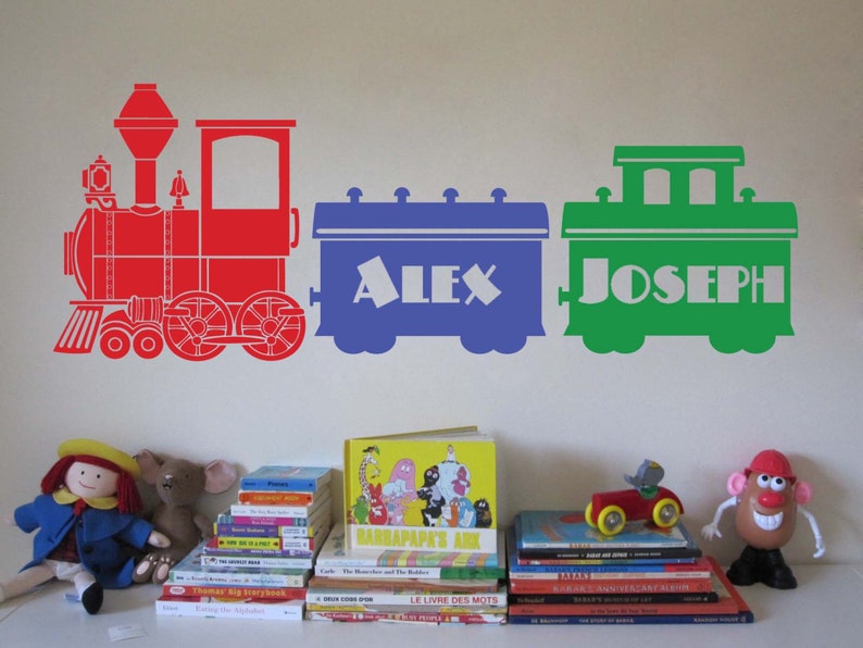 Kids Train Set Locomotive Personalized Vinyl Wall Sticker | Etsy