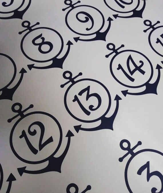 Nautical Ship Anchor Beach Wedding Table Numbers 1-10 15 20 | Etsy