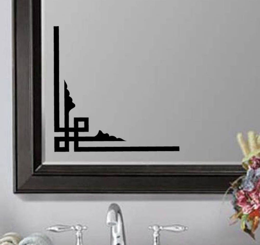 Corner Design Bathroom Wall Sticker Decals 9"h X 9"w Each (4 Decals, 2 ...