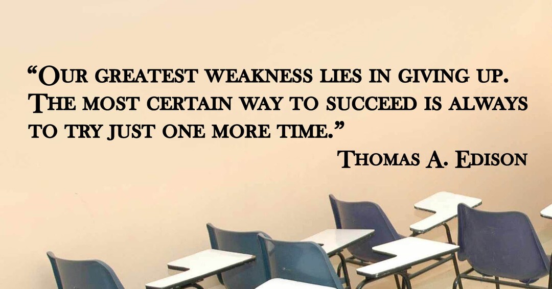 Thomas Edison Success Teacher Classroom Quote Vinyl Sticker Decal (b ...