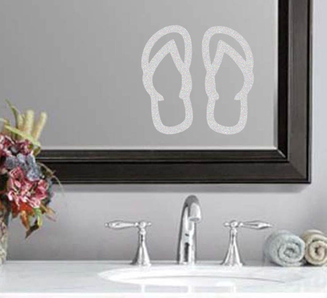 Flip Flops Design Bathroom Frosted Etched Glass Vinyl Sticker Decal 3"h ...