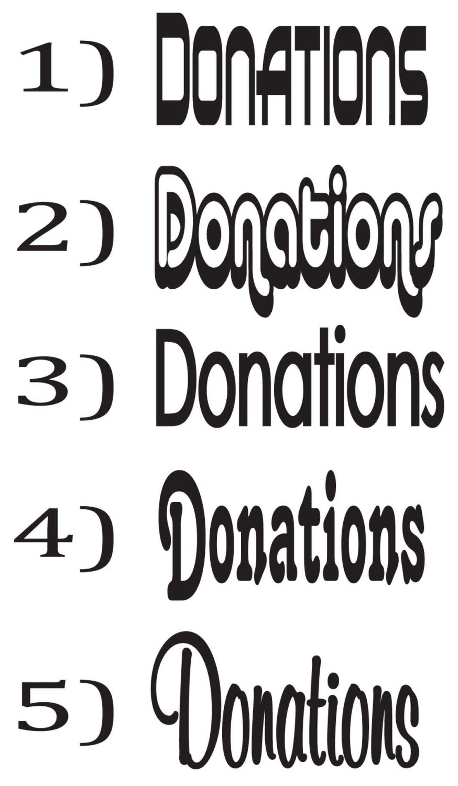 Make Your Own DONATIONS Jar Vinyl Sticker Decal 2.5"h X 5"w (2 Decals ...