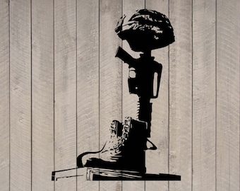 Helmet Rifle Boots Fallen Soldier Quote Memorial Wall Sticker | Etsy