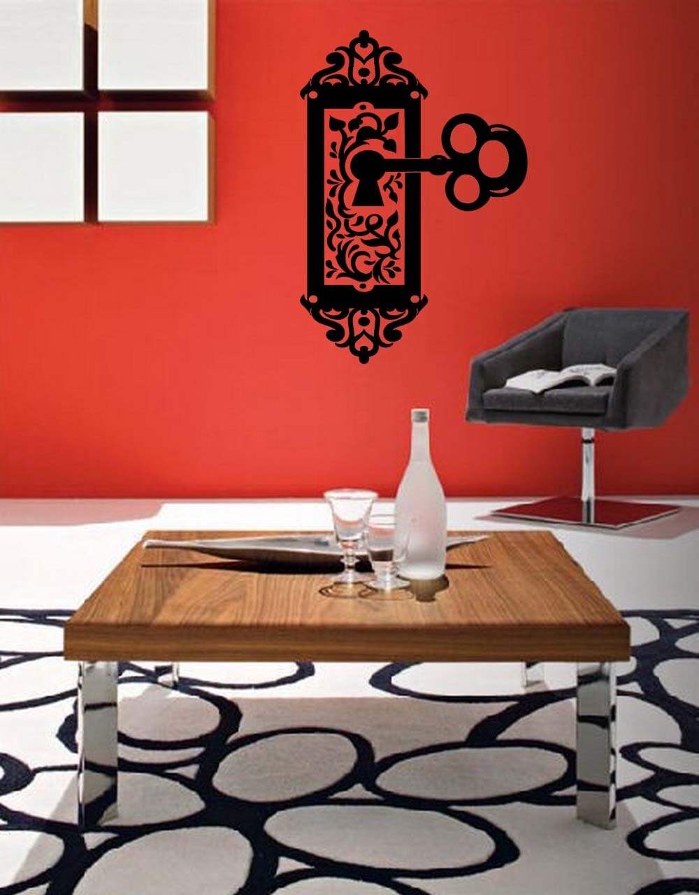 Antique Key in Lock Vinyl Wall Sticker Decal 22 in H X 15 in W | Etsy