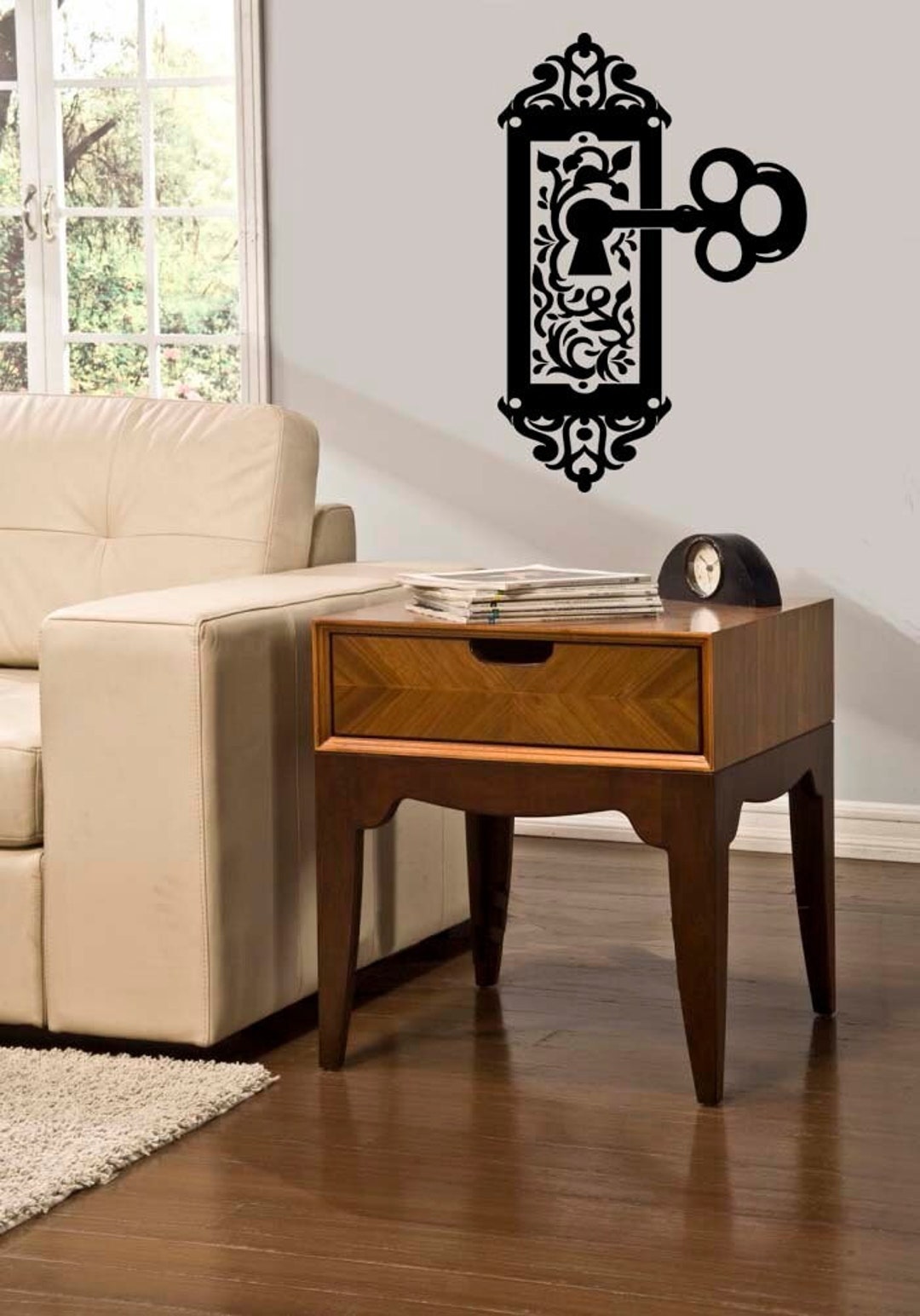 Antique Key in Lock Vinyl Wall Sticker Decal 22 in H X 15 in W - Etsy