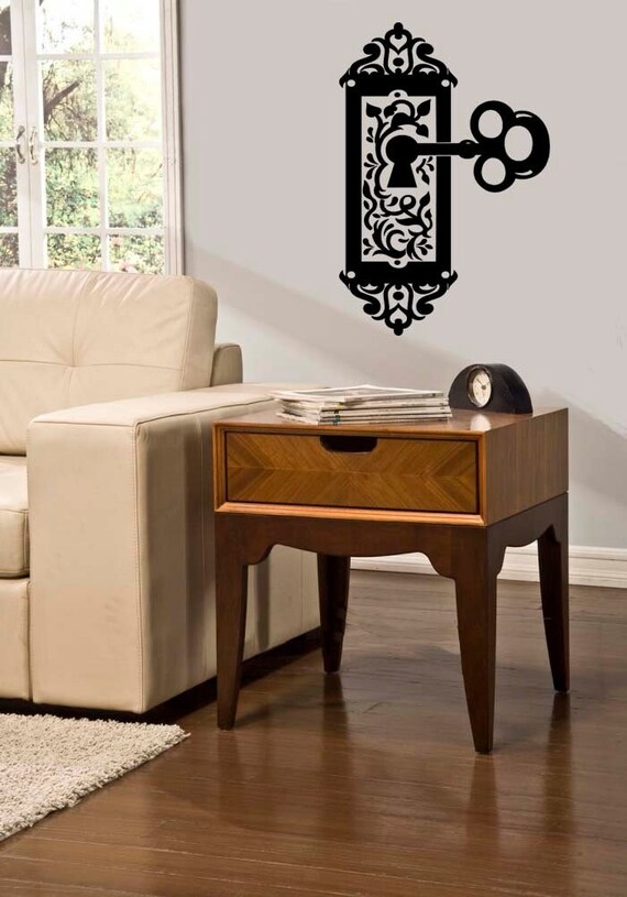 Antique Key in Lock Vinyl Wall Sticker Decal 22 in H X 15 in W | Etsy