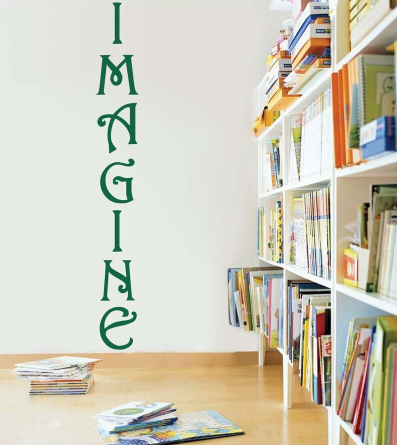 IMAGINE Vertical Vinyl Wall Quote Letters Sticker Decal b - Etsy