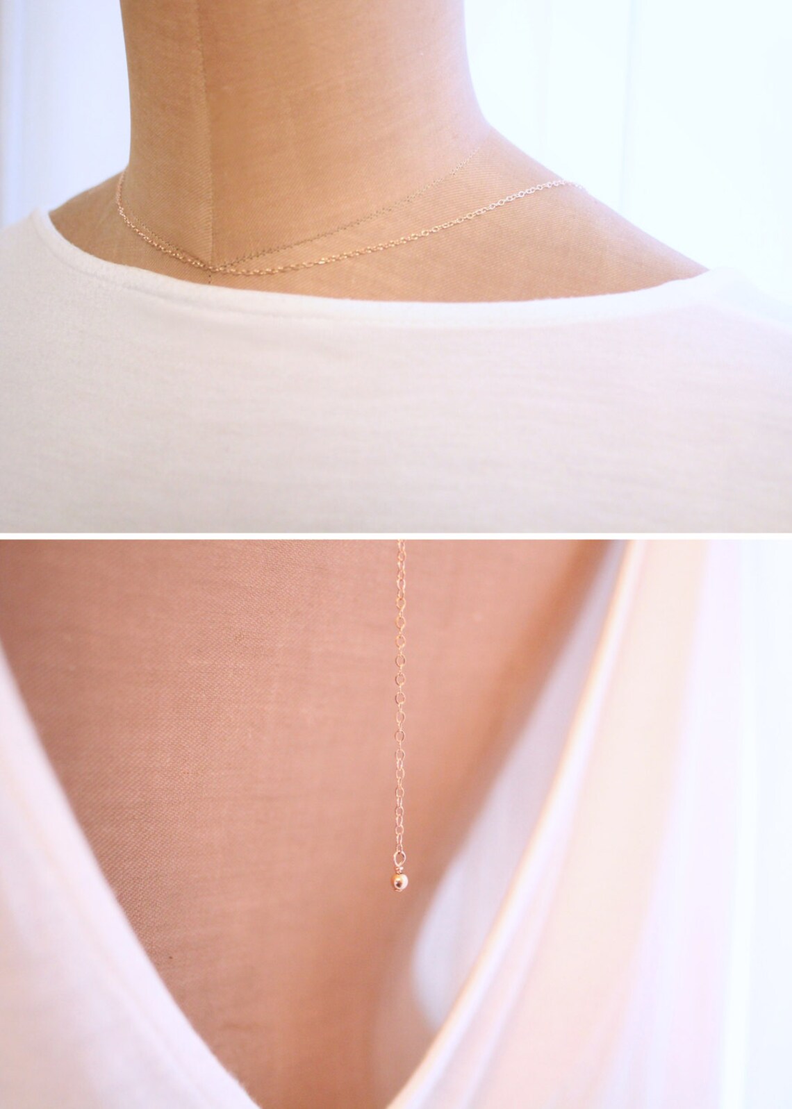 Minimal - Backdrop Necklace, Simple Back Necklace, Dainty Bridal ...