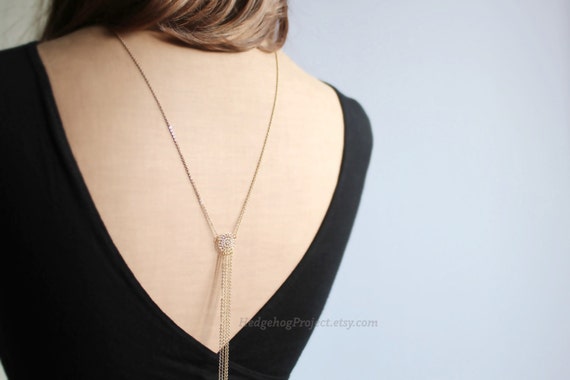 Fringe Art Deco Back Necklace Glam Backdrop Necklace | Etsy