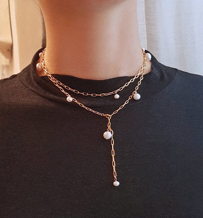 Kate Collier Lariat Collier de perles Collier dor perlé - Etsy France