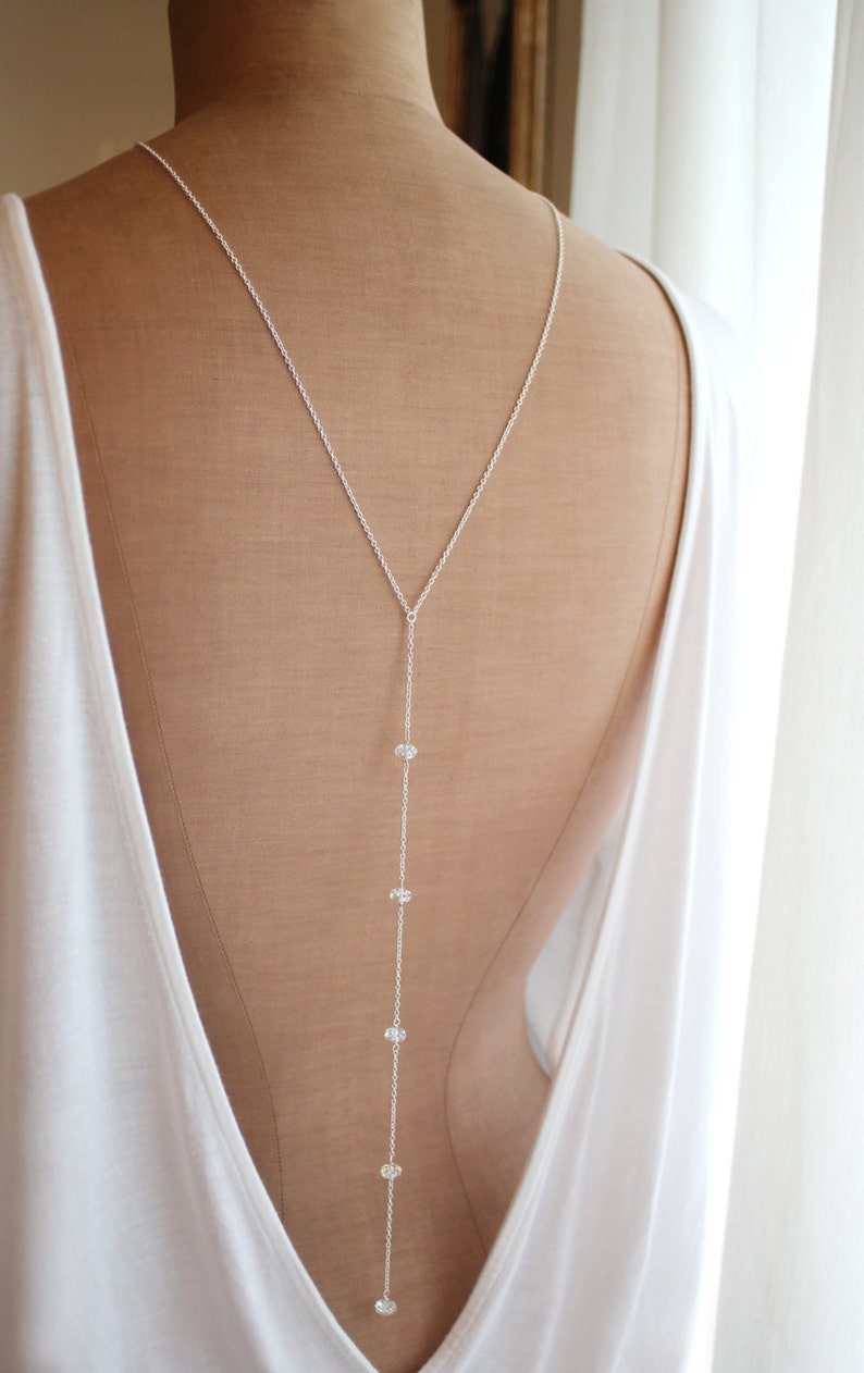 Milo Back Drop Necklace Back Chain Crystal Bridal - Etsy