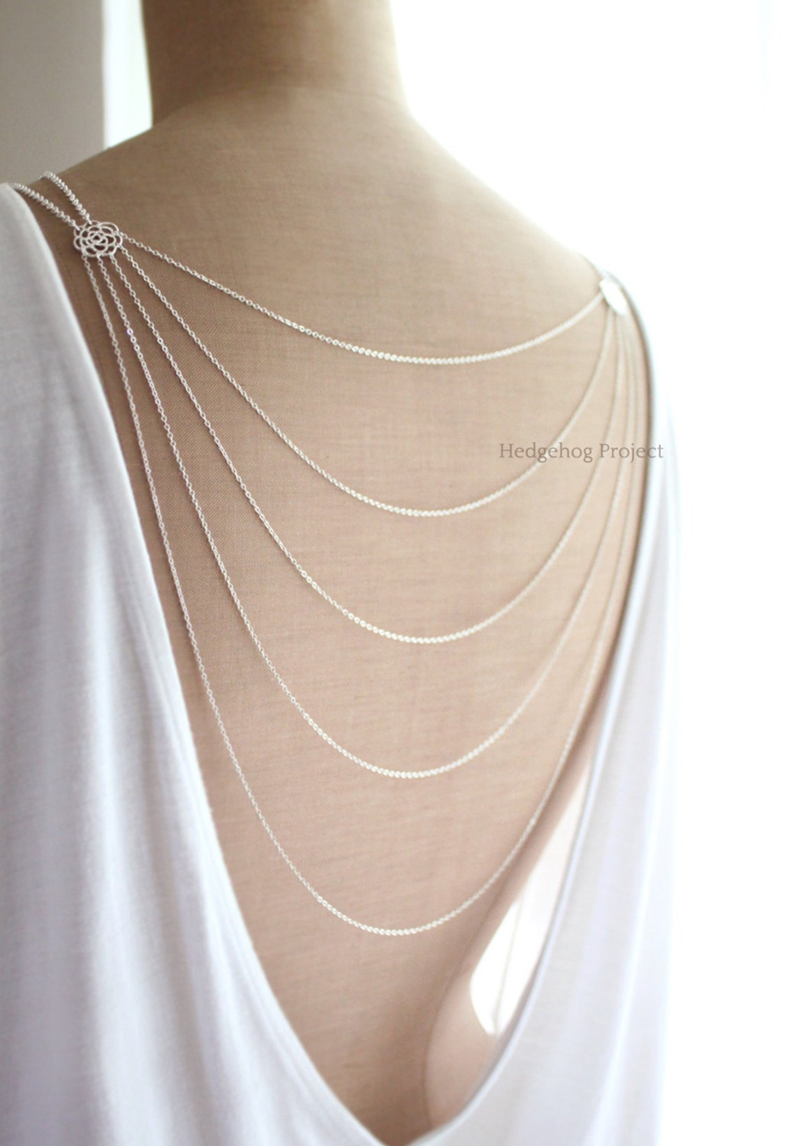 Romance Art Deco Glam Multistrand Back Necklace Backdrop | Etsy