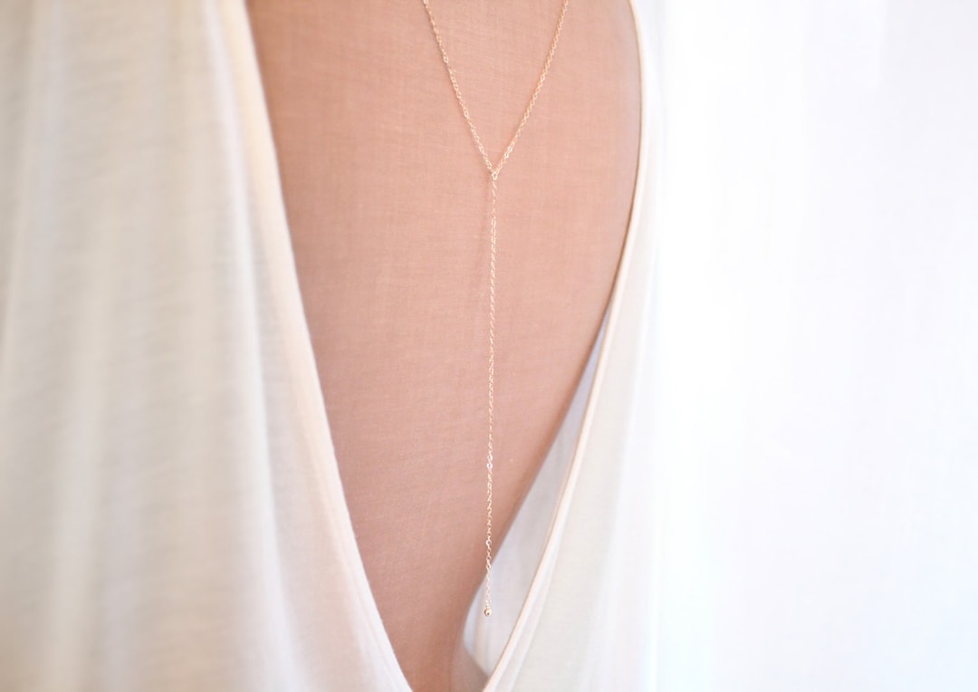Minimal - Backdrop Necklace, Simple Back Necklace, Dainty Bridal ...