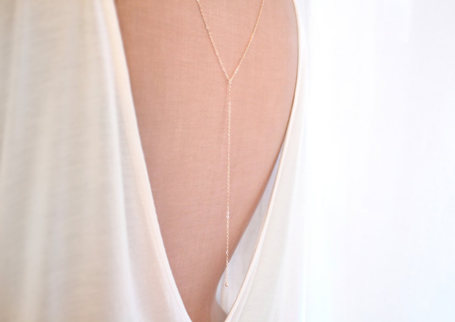 Minimal - Backdrop Necklace, Simple Back Necklace, Dainty Bridal ...