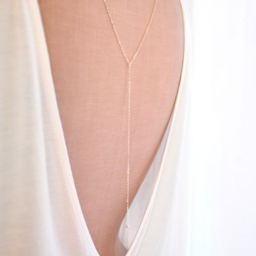 Dia Back Necklace Backdrop Necklace Back Chain Shoulder | Etsy