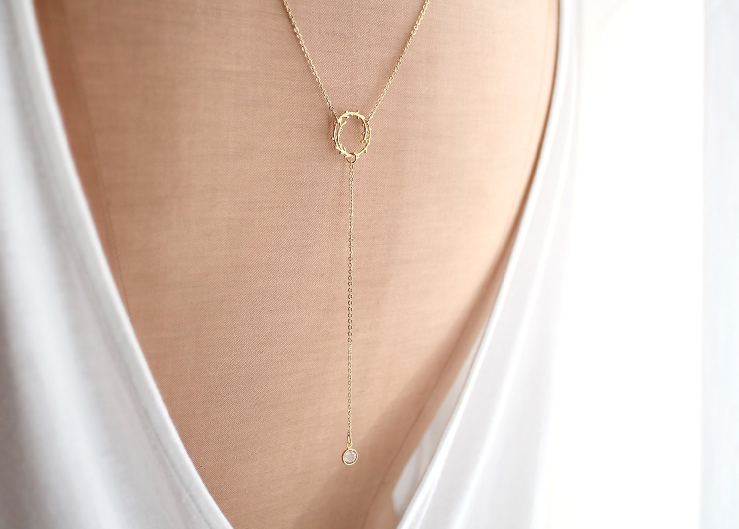 Laura Back Necklace Back Chain Gold Leaf Bridal Jewelry | Etsy