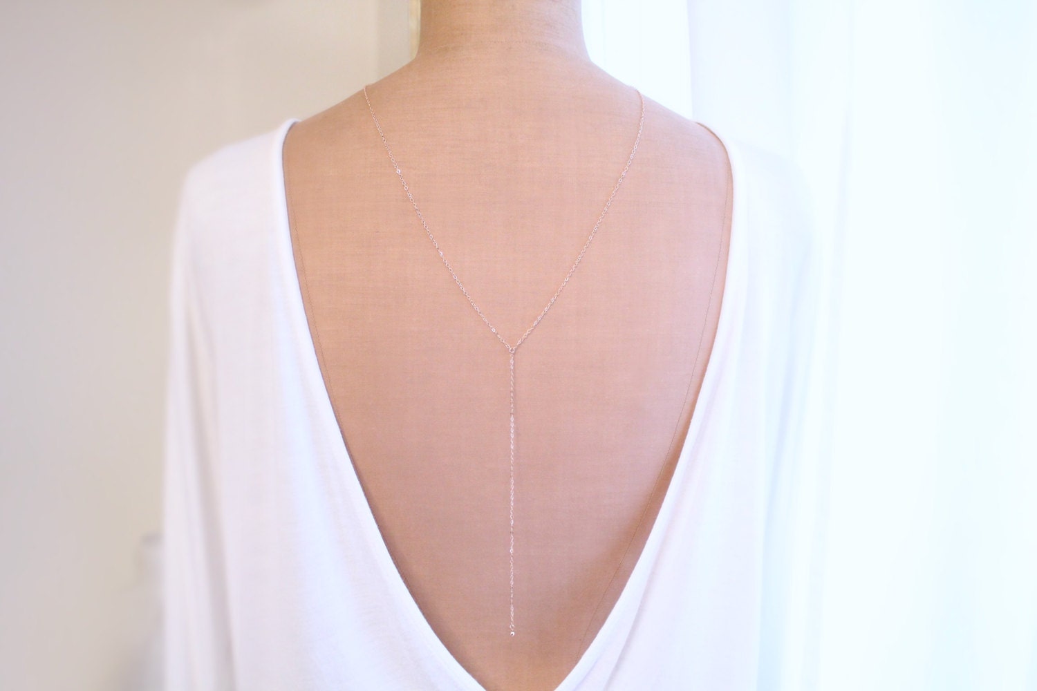 Minimal Backdrop Necklace Simple Back Necklace Dainty - Etsy
