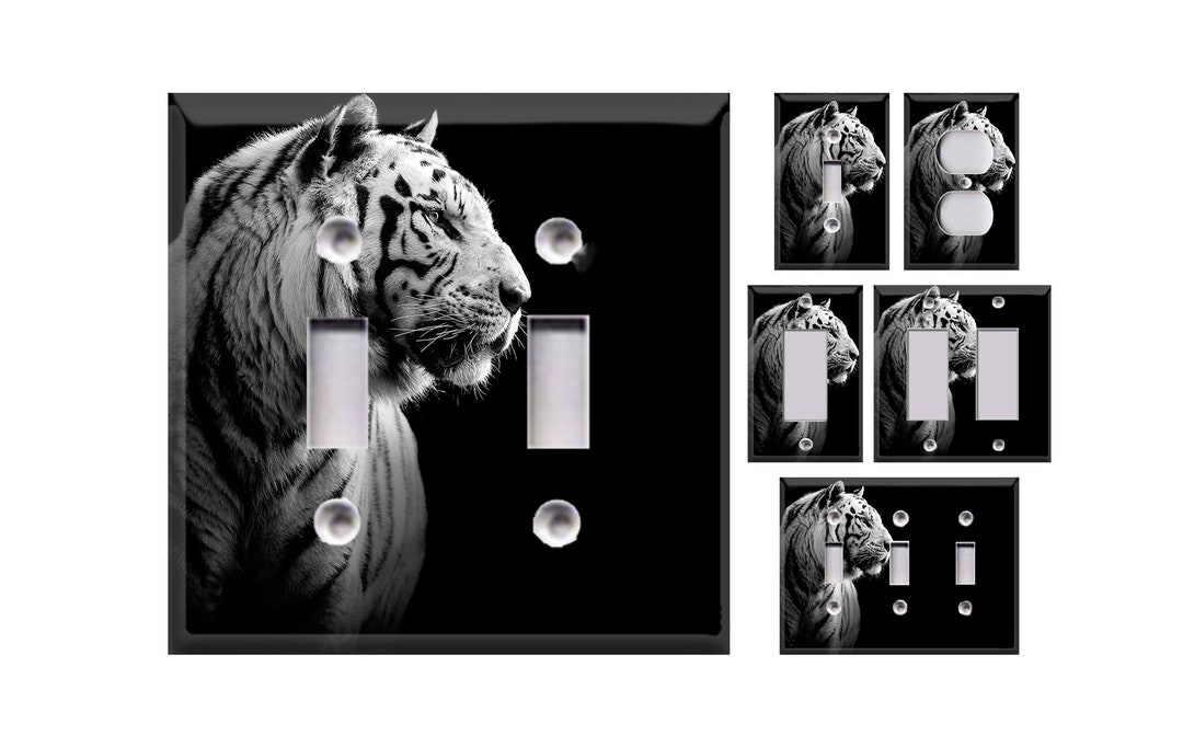 Big Cat - White Tiger Themed Light Switch Cover, Outlet Cover - You ...
