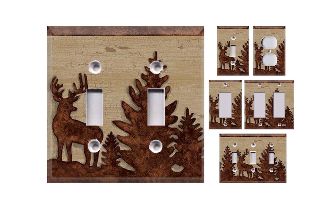 Wildlife Silhouette - Deer Themed Light Switch Cover, Outlet Cover ...