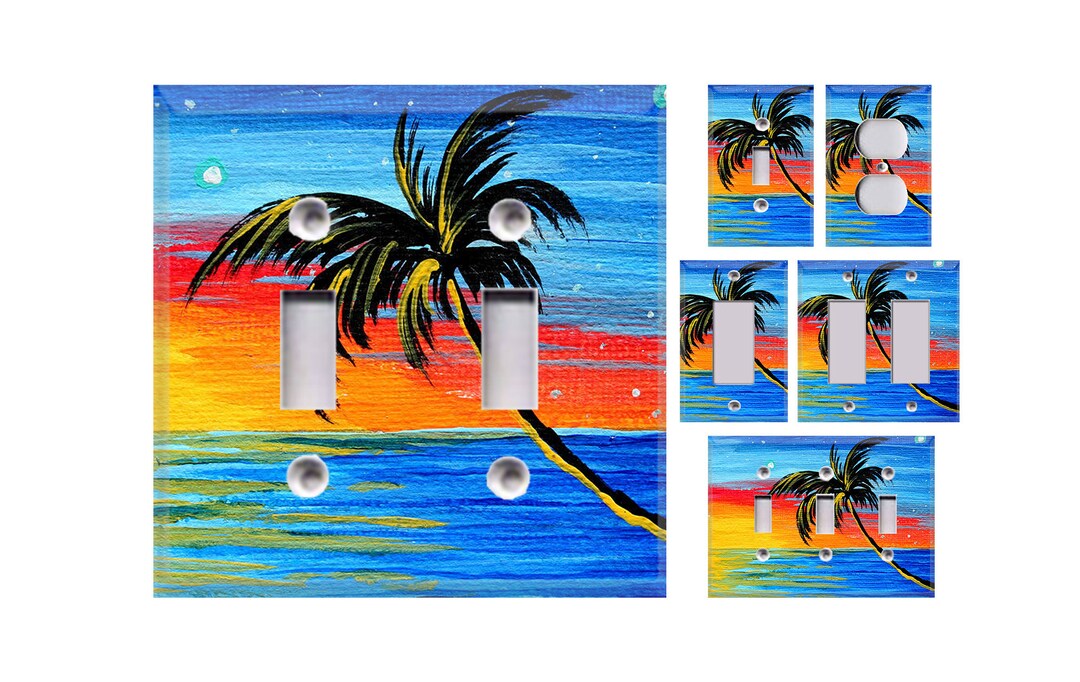 Palm Tree at Sunset Themed Light Switch Cover, Outlet Cover - You ...