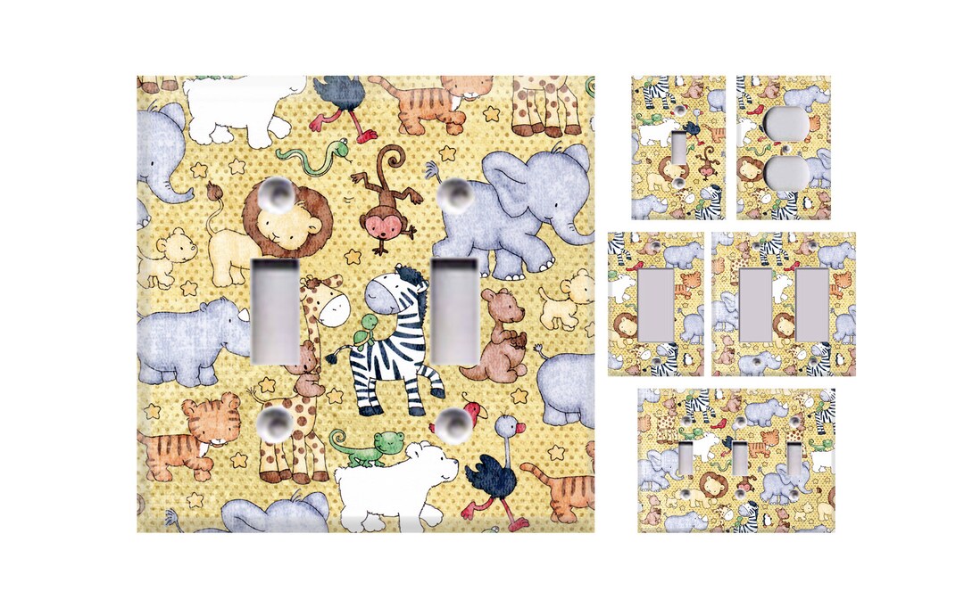Baby Safari Animals Themed Light Switch Cover, Outlet Cover - You ...