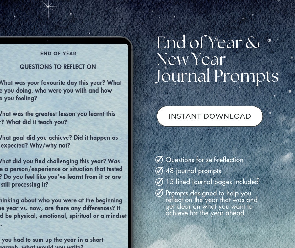 48 Journal Prompts for End of Year and New Year Reflection clarity and ...