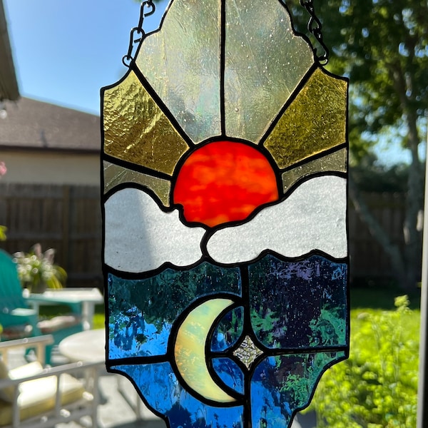 Sun and Moon Stained Glass Panels - Etsy