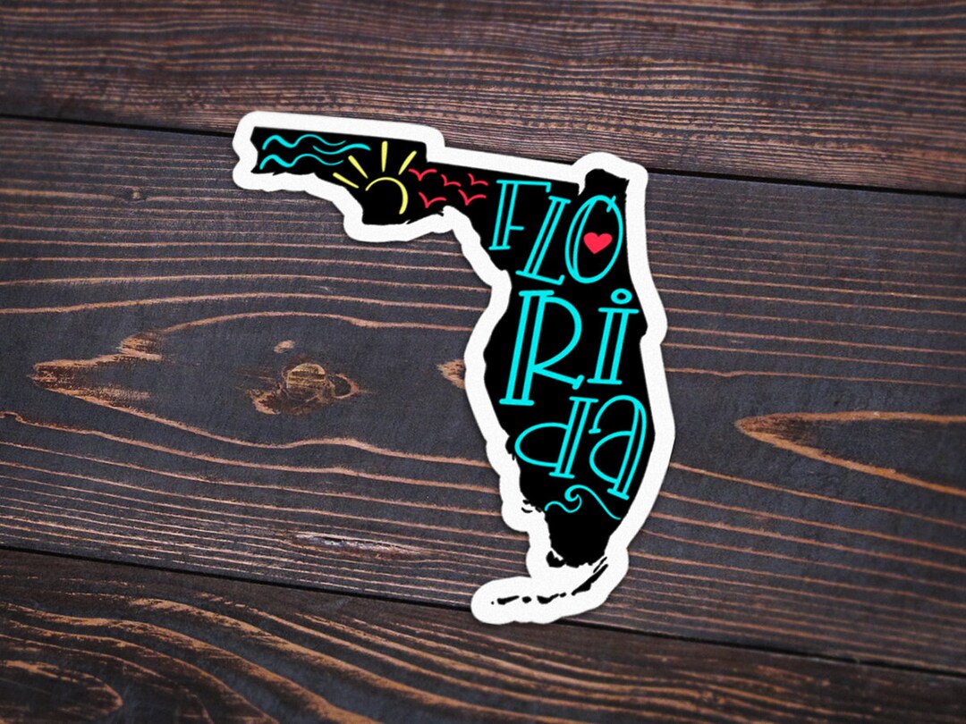 Florida State Vinyl Waterproof Sticker, Florida Sticker, FL Sticker ...