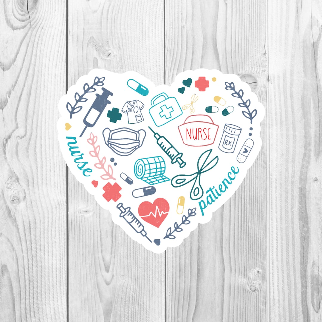 Nurse Heart Vinyl Die-cut Sticker, Water Bottle Sticker, Laptop Sticker ...