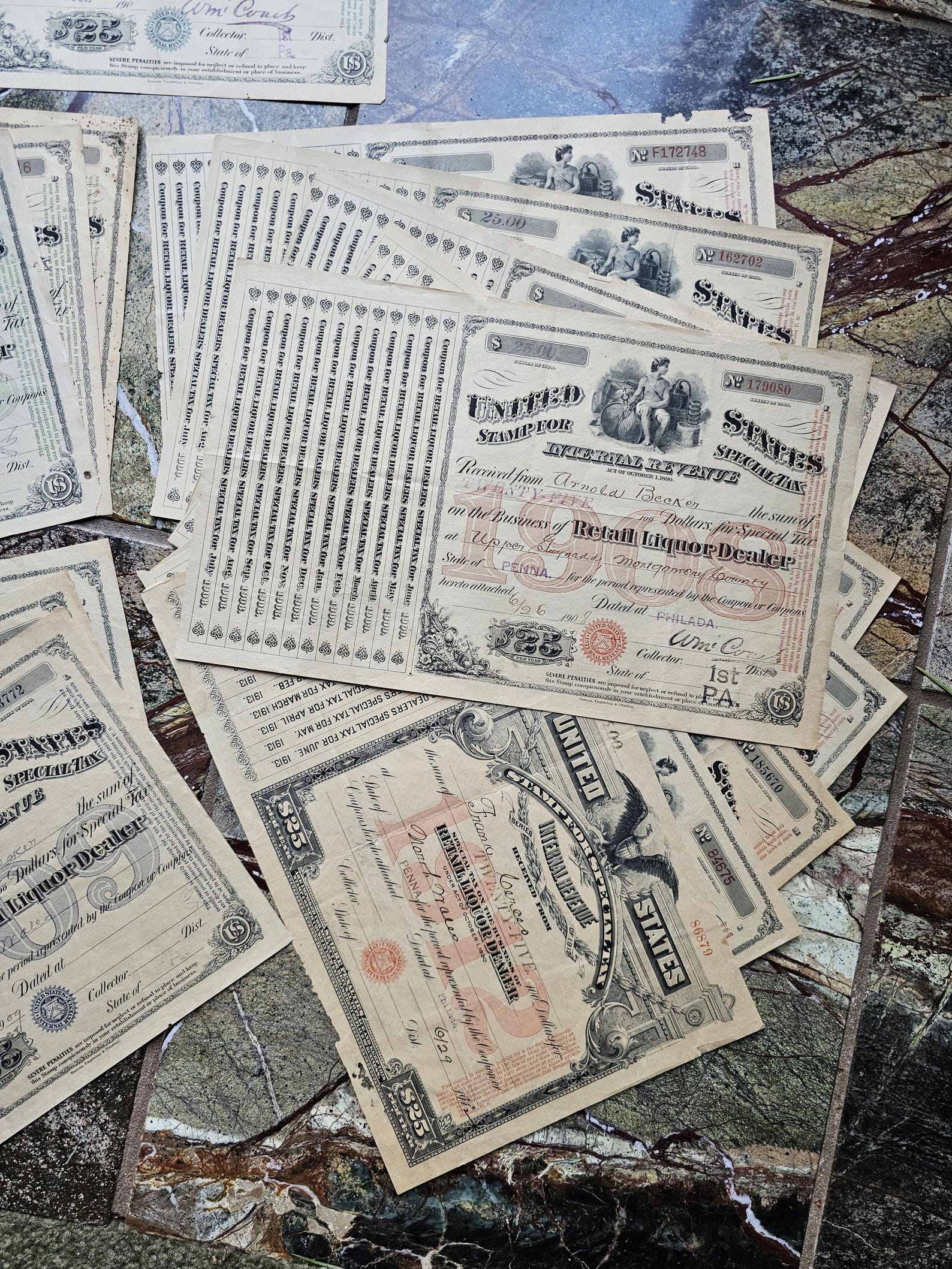 Original Alcohol Liquor Retail Tax Stamp License Victorian IRS Internal ...