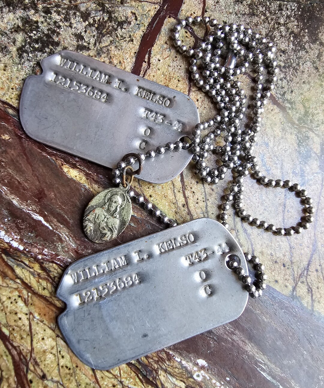 WW2 1943 Dog Tag Original Chain and Religious Charm With Research Army ...